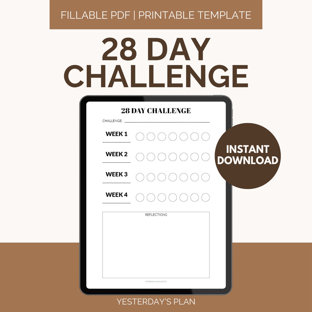 28-day Challenge Tracker | 28 Day Progress Tracker | 4-week Challenge ...