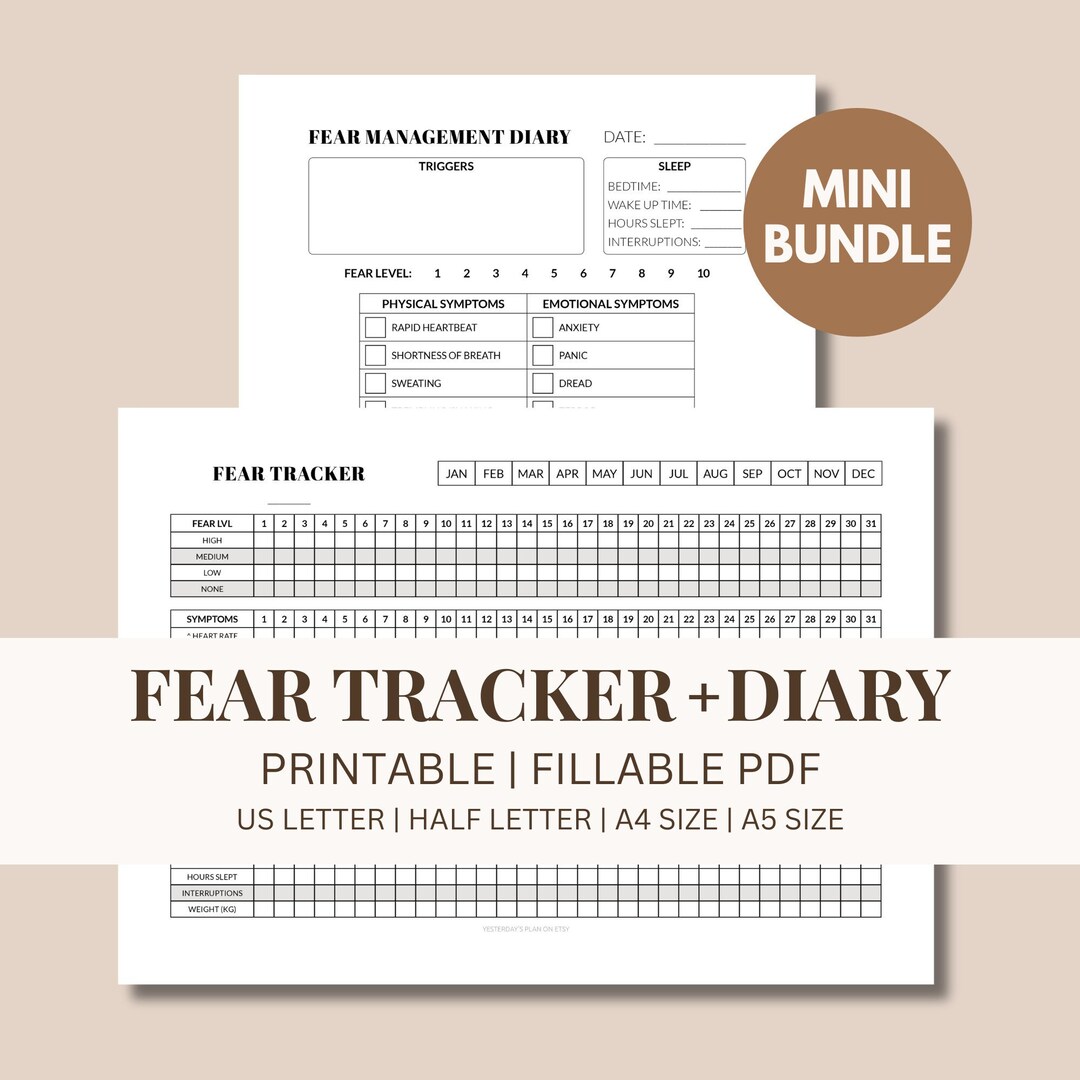 Fear Tracker Diary Mood Tracker Printable Fear Template - Etsy