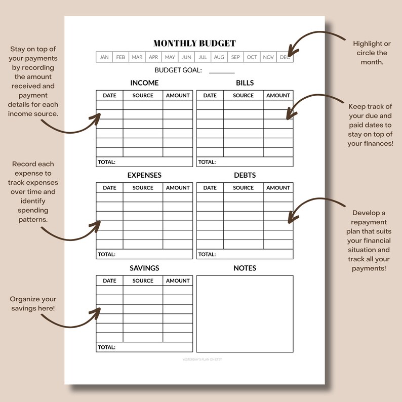 Monthly Budget Template | Budget Planner Template | Expense Tracker ...
