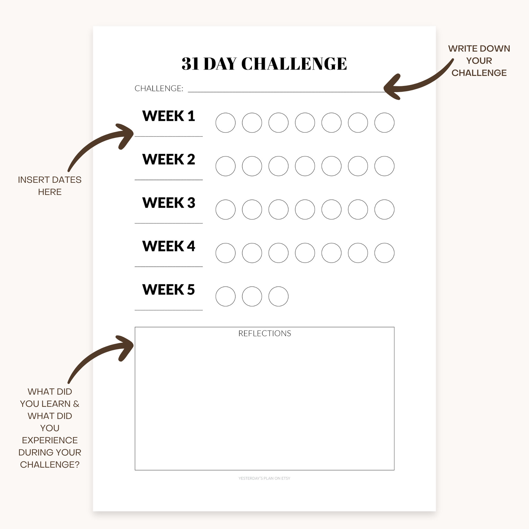 31-day Challenge Tracker 31 Day Progress Tracker 1 Month Challenge ...