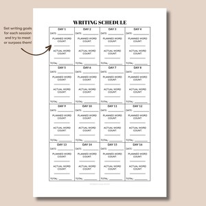 Writing Schedule Template | Writing Routine Planner | Daily Writing ...