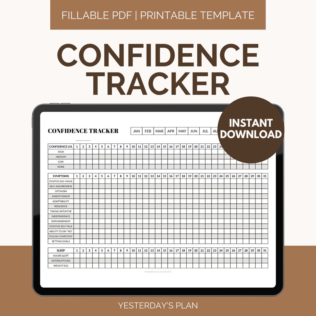 Confidence Tracker Printable Confidence Template Daily Confidence Log ...