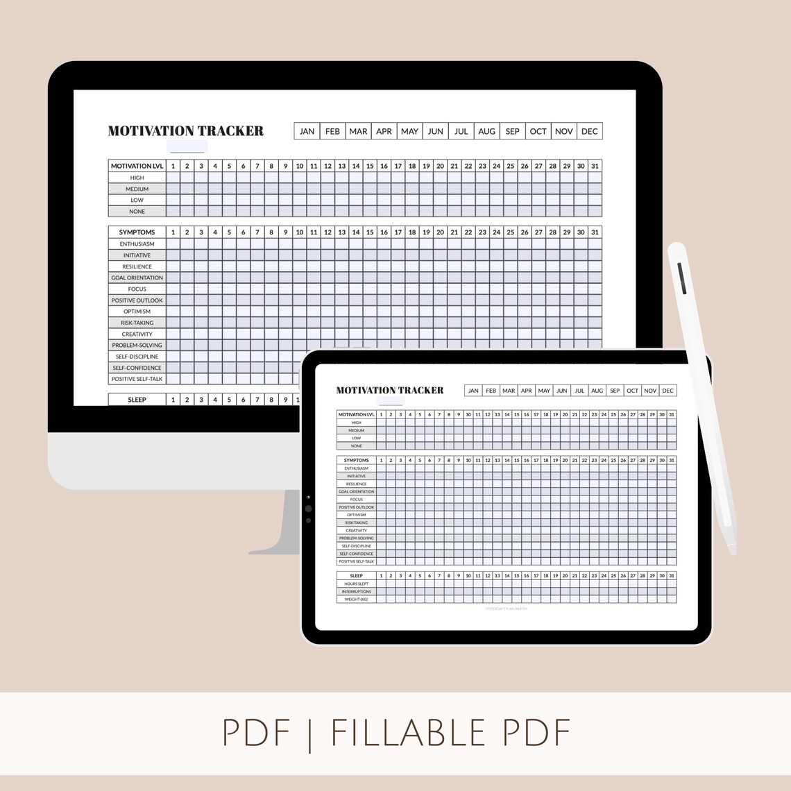 Motivation Tracker | Printable Motivation Template | Daily Motivation ...