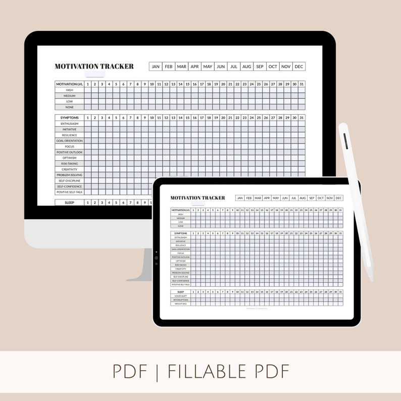 Motivation Tracker | Printable Motivation Template | Daily Motivation ...