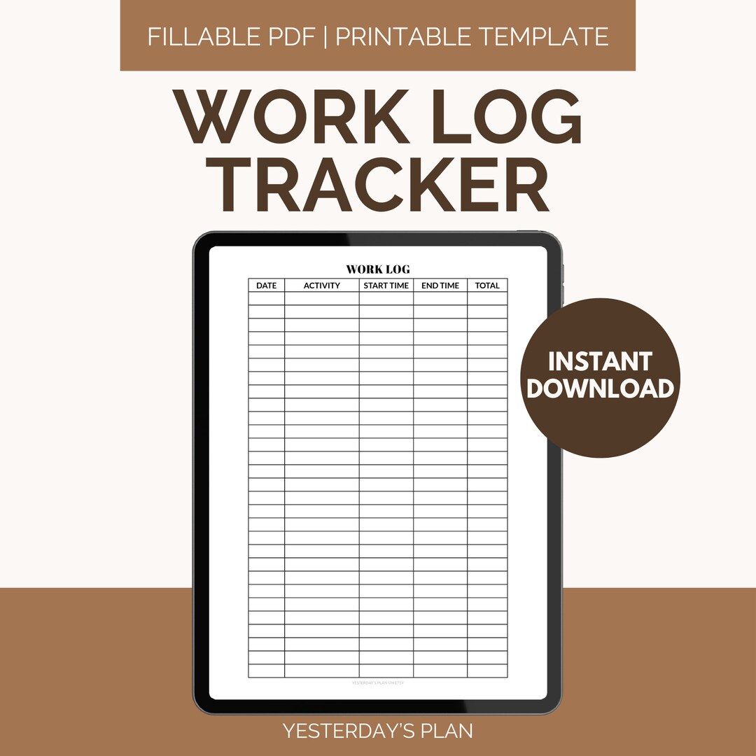 Work Log Tracker Work History Work Logbook Work Record Work ...