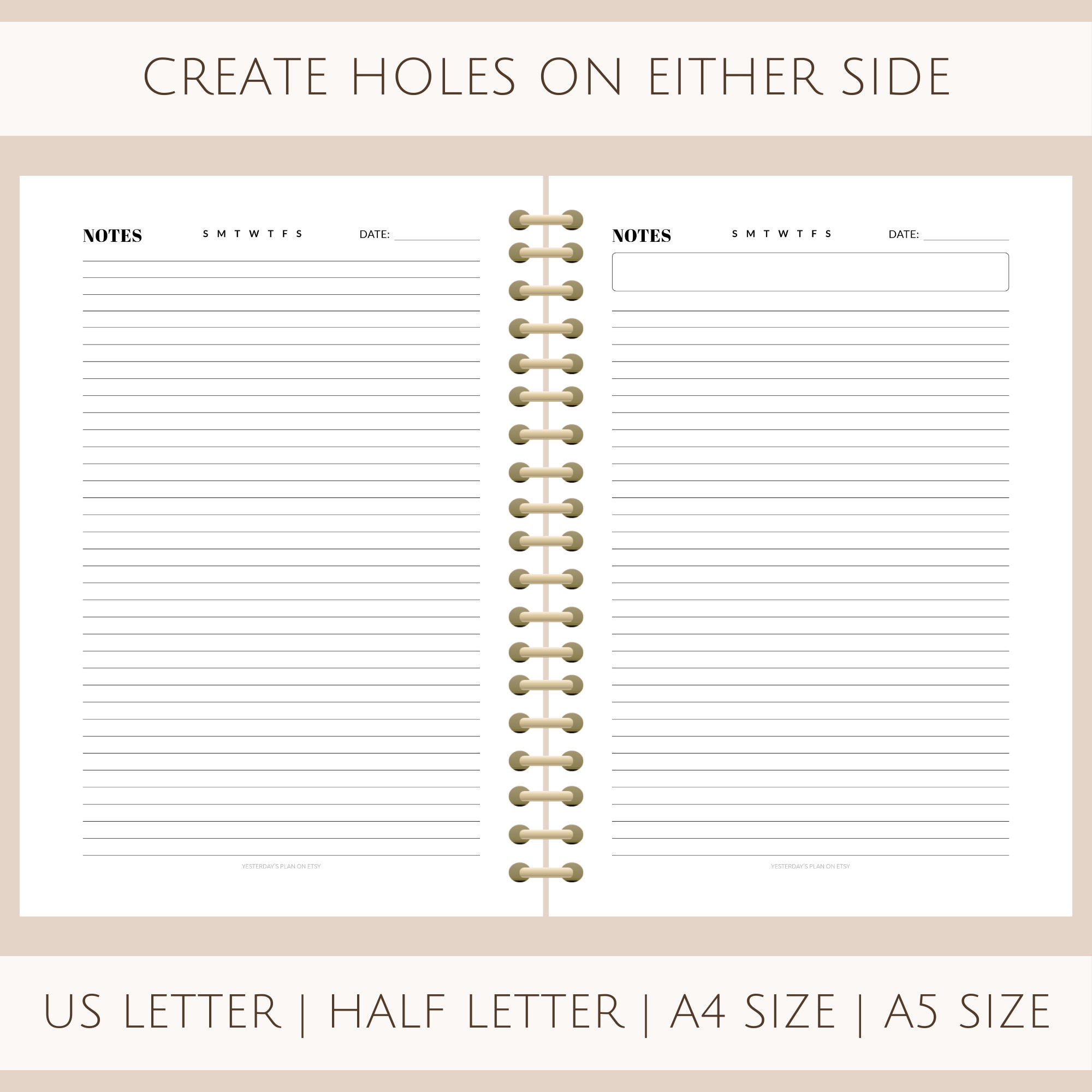 Lined Notes Page Printable | Note-taking Template | Notes Template ...