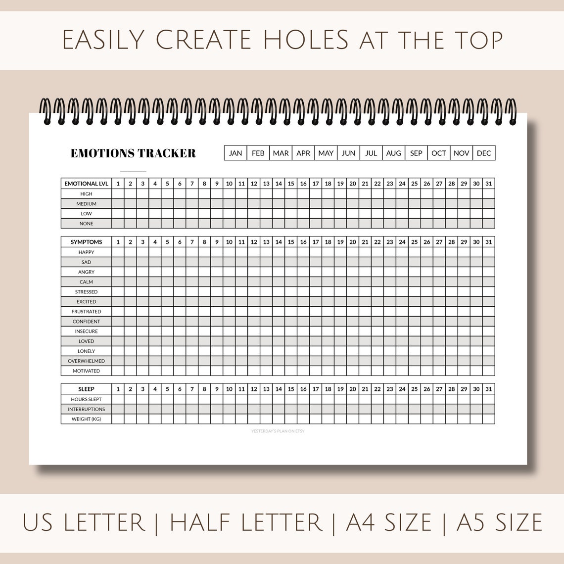 Mood Tracker Diary Mood Tracker Printable Mood Template Daily Emotions ...