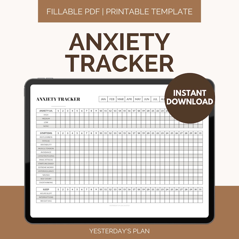 Anxiety Tracker | Mood Tracker | Printable Anxiety Template | Mental ...
