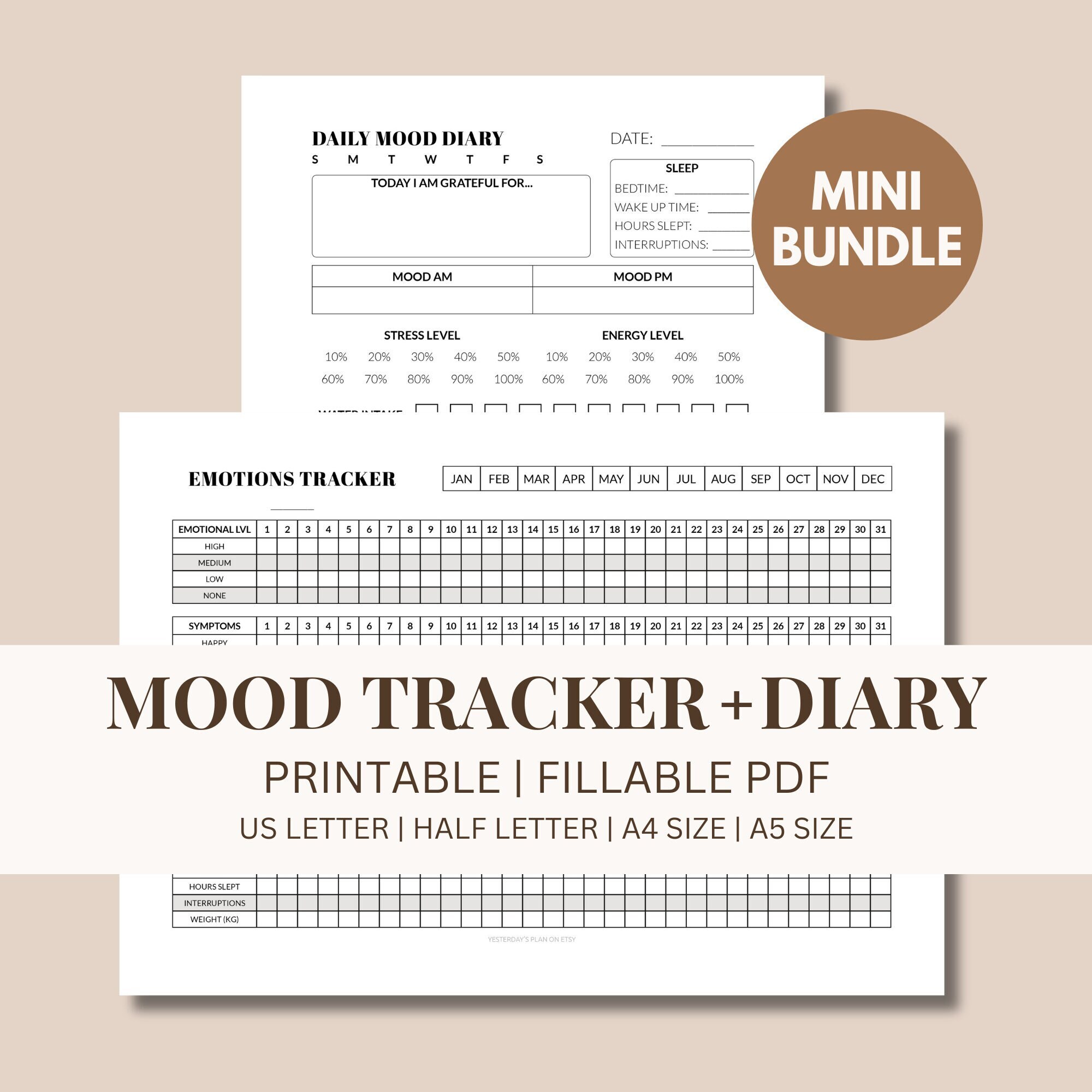 Mood Tracker Diary Mood Tracker Printable Mood Template - Etsy