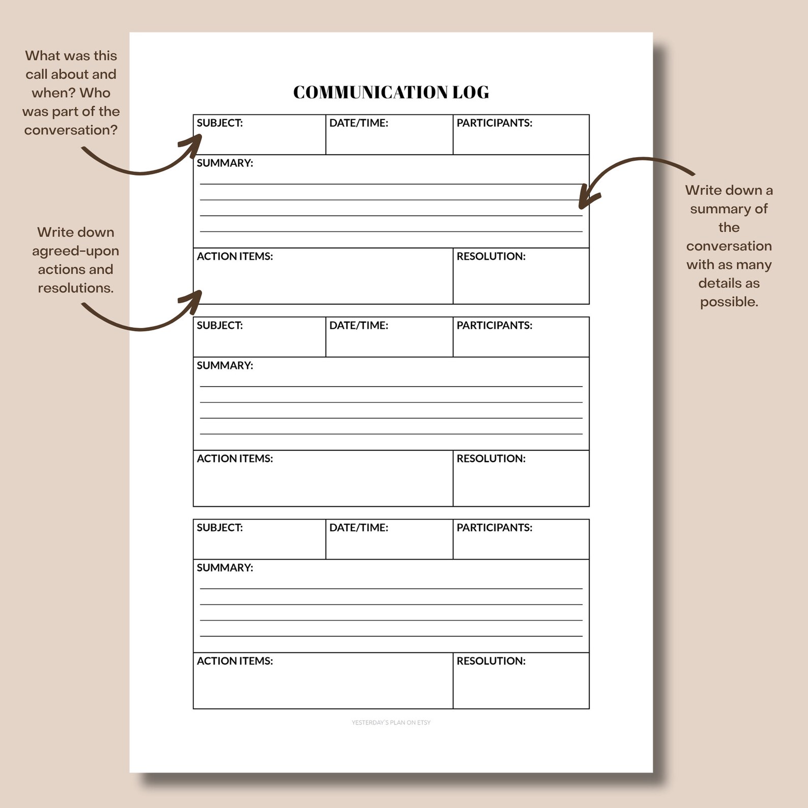 Communication Log | Communication History | Communication Logbook ...