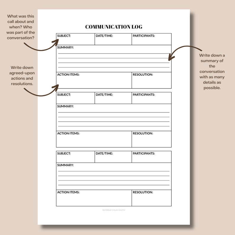 Communication Log | Communication History | Communication Logbook ...