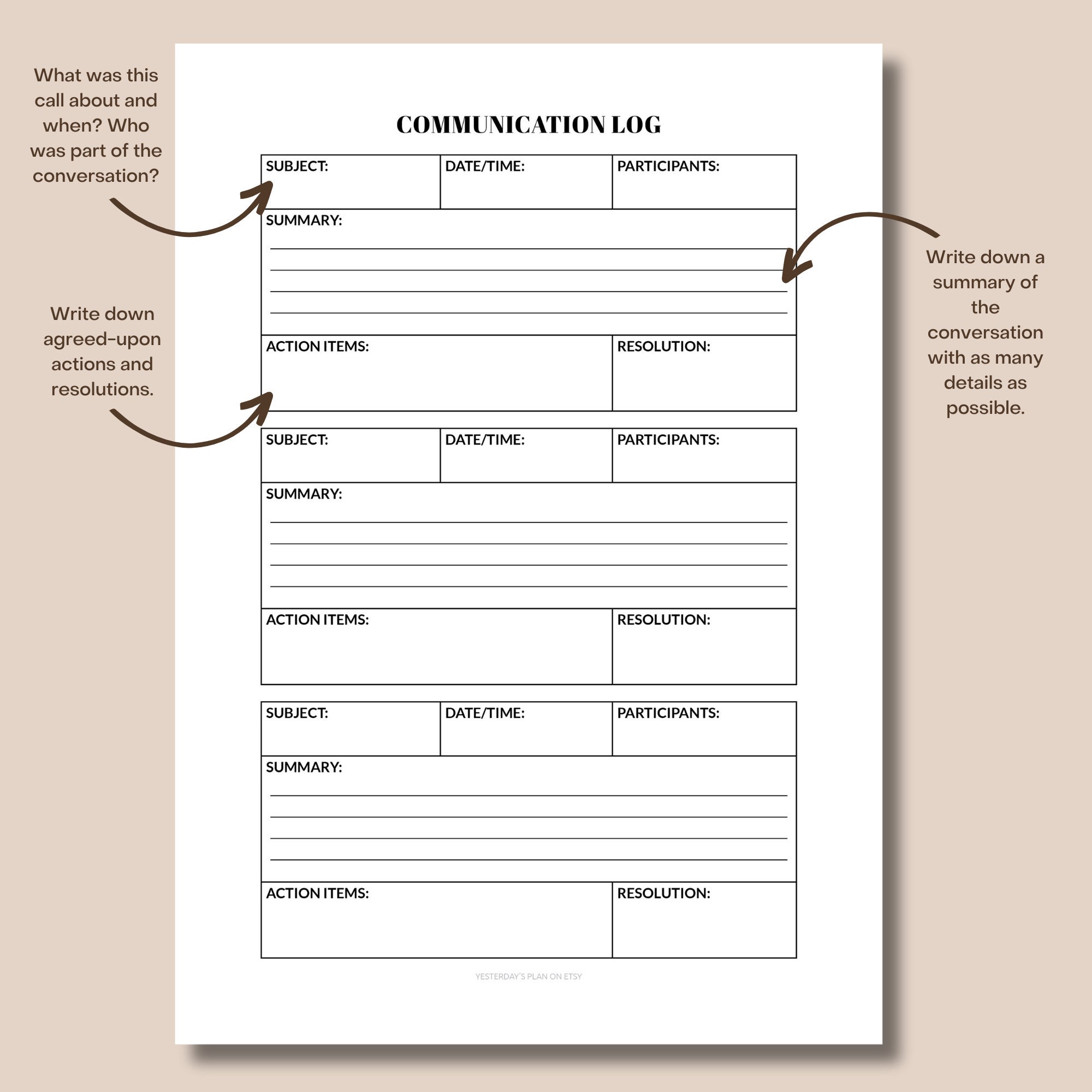 Communication Log | Communication History | Communication Logbook ...