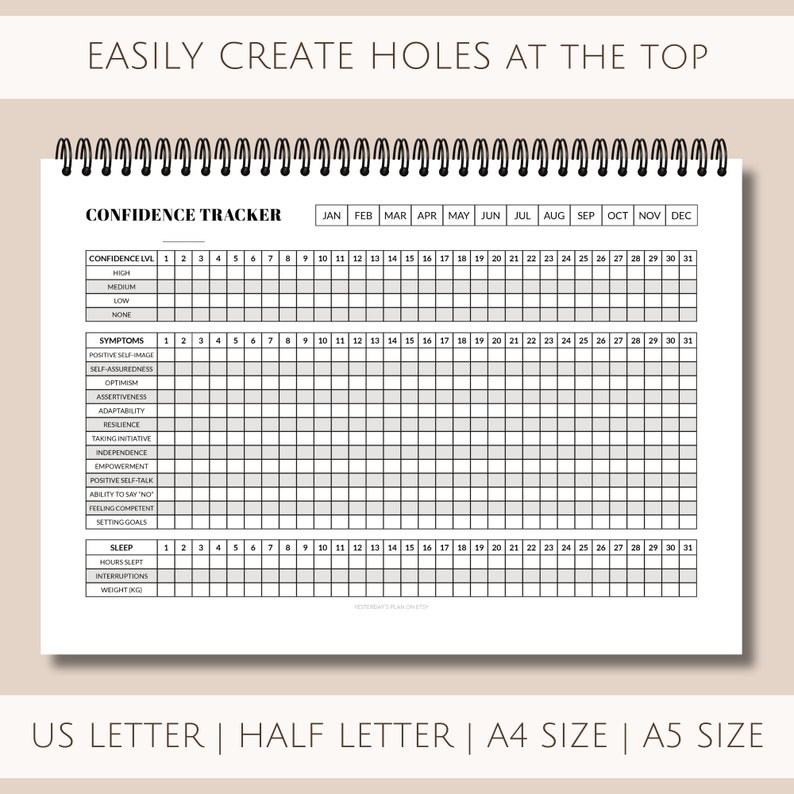 Confidence Tracker Diary Mood Tracker Printable Confidence Template ...