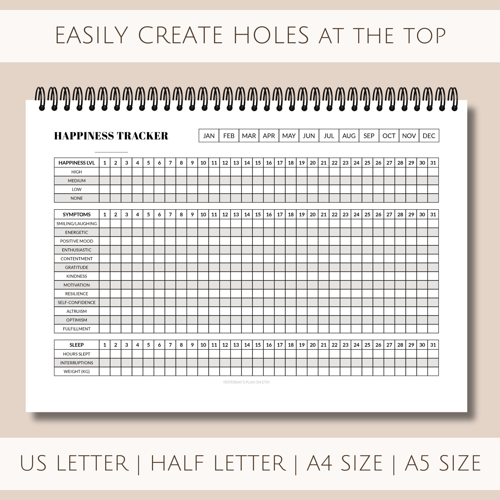 Happiness Tracker Printable Happiness Template Emotion - Etsy Australia