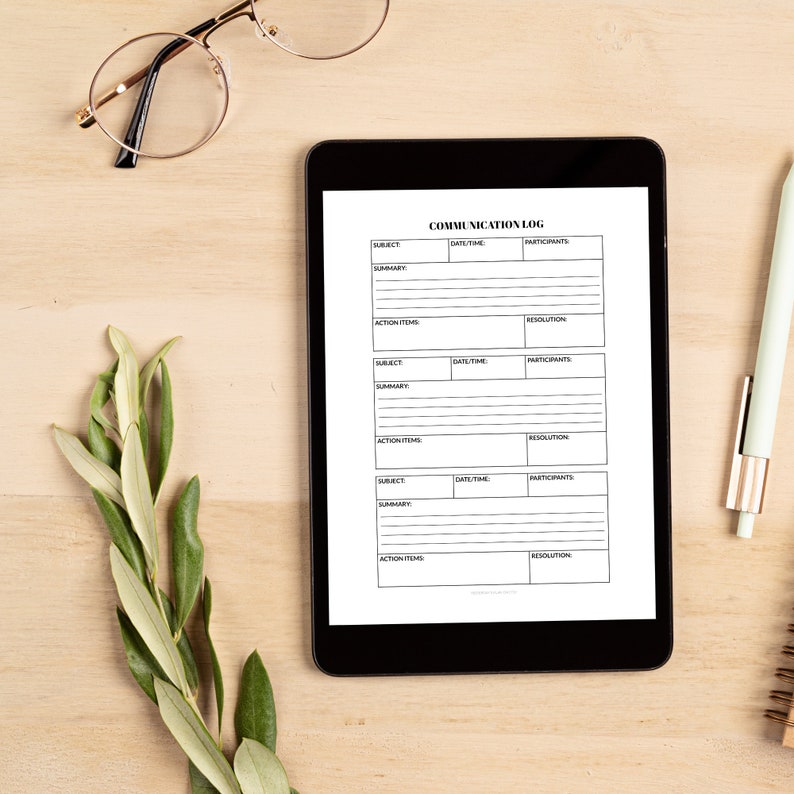 Communication Log | Printable Fillable PDF (US Letter, A4, A5) - Etsy