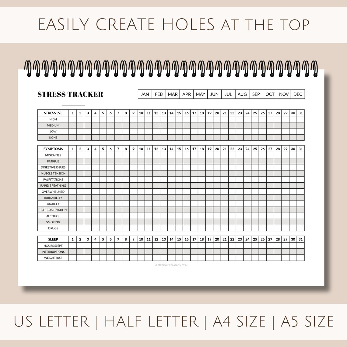 Stress Tracker Diary Mood Tracker Printable Stress Template Daily ...
