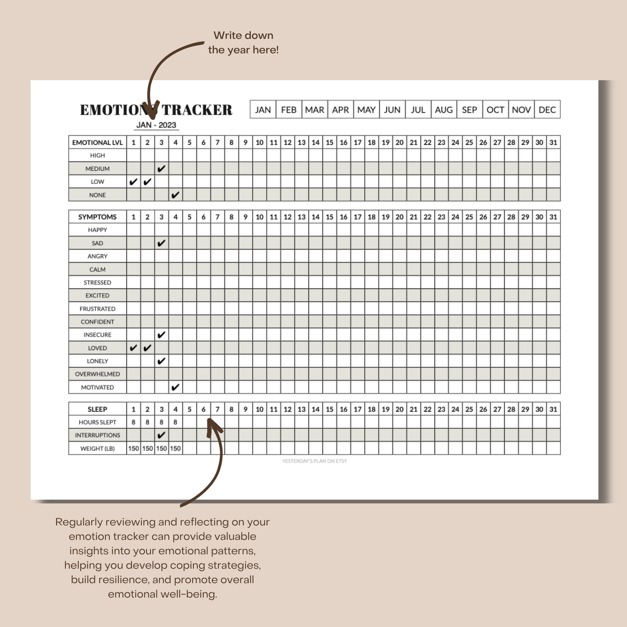 Mood Tracker Diary | Mood Tracker | Printable Mood Template | Daily ...
