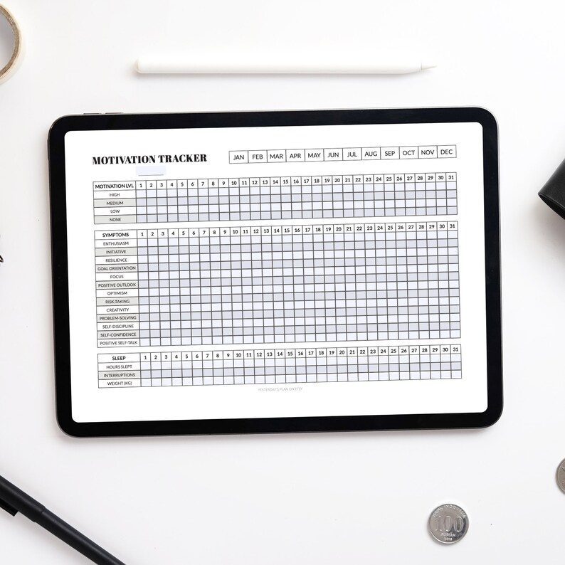 Motivation Tracker | Printable Motivation Template | Daily Motivation ...