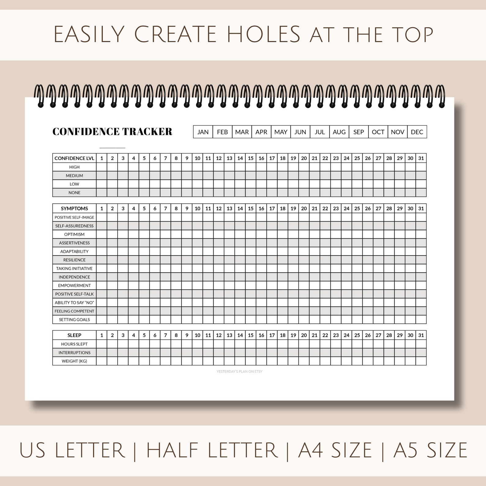 Confidence Tracker Printable Confidence Template Daily Confidence Log ...
