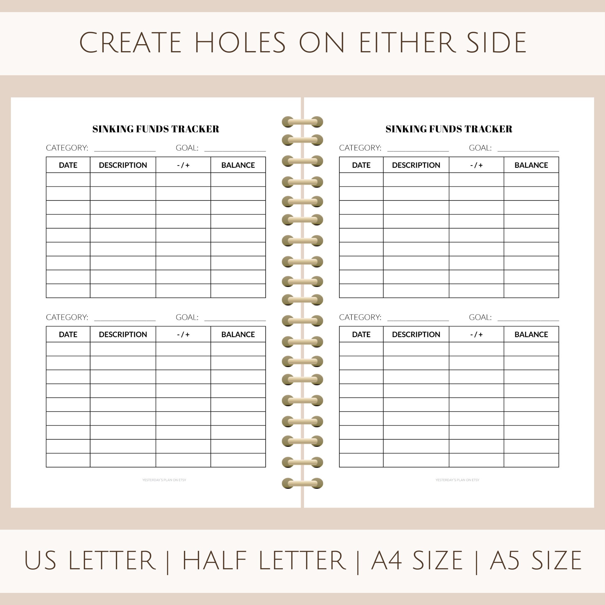 Sinking Funds Tracker Template | Sinking Funds Progress | Sinking Funds ...