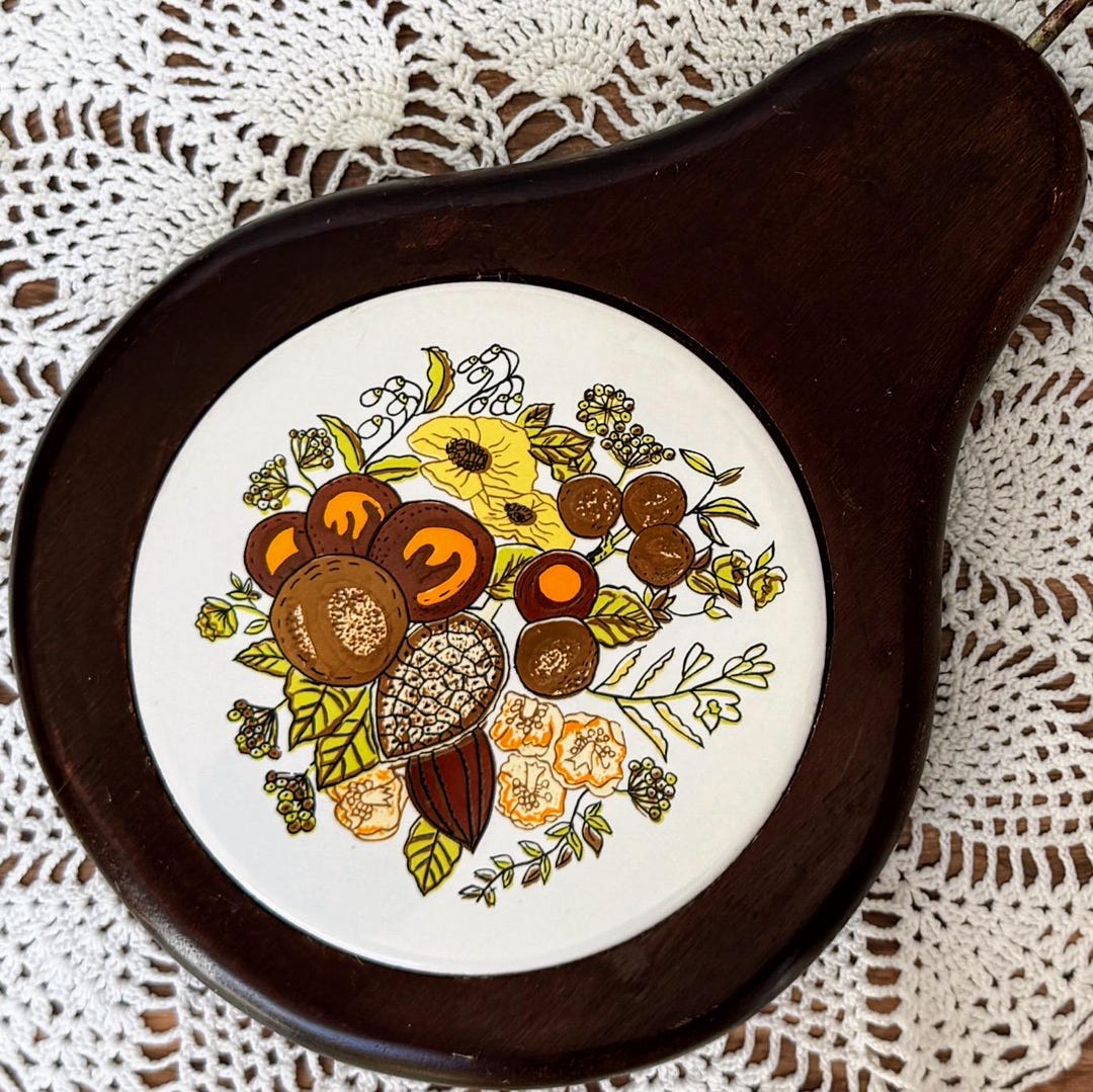 Vintage Pear Trivet | 1970s Ceramic Tile, Retro Kitchen Decor - Etsy