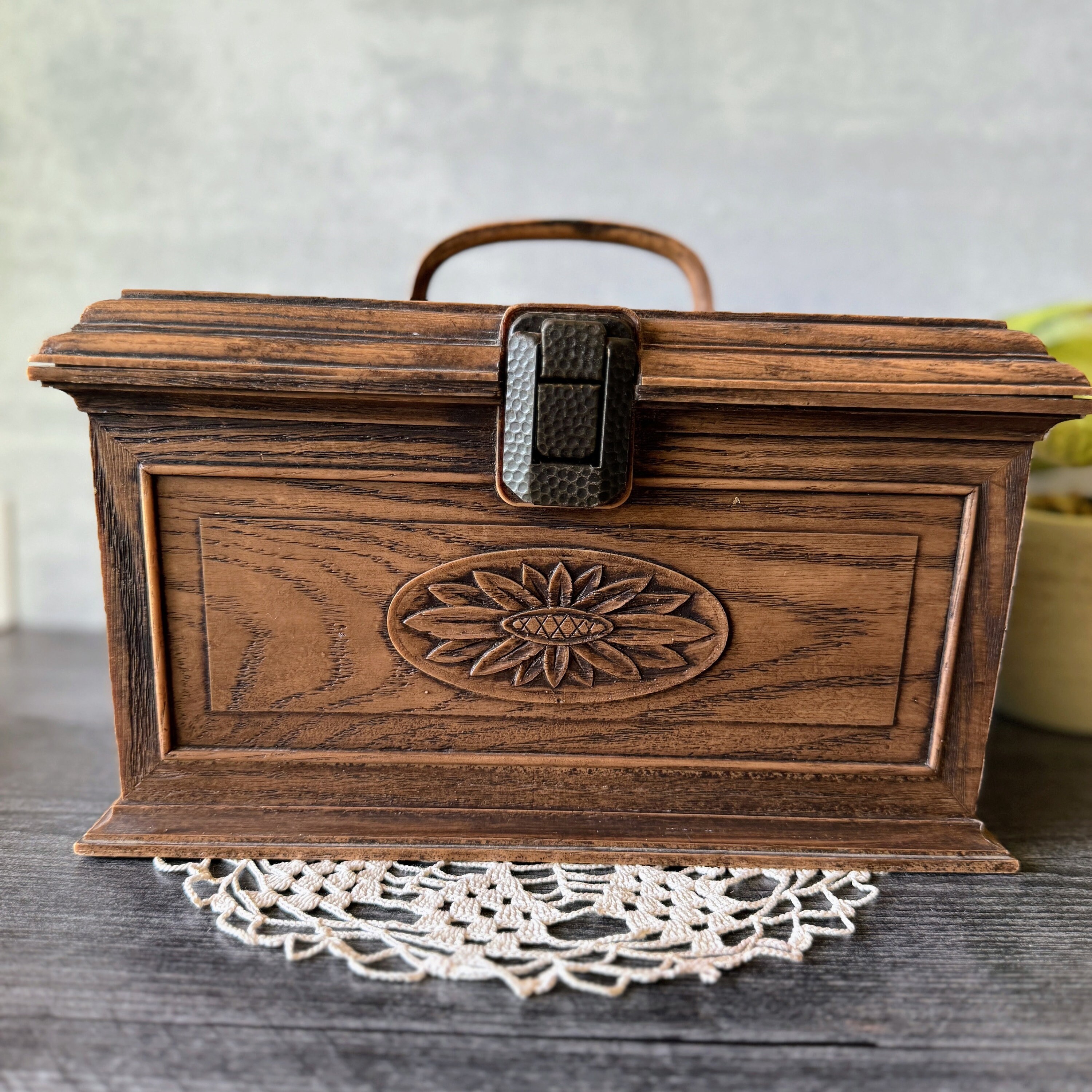 Vintage Lerner Faux Wood Brown Sewing Box - Etsy