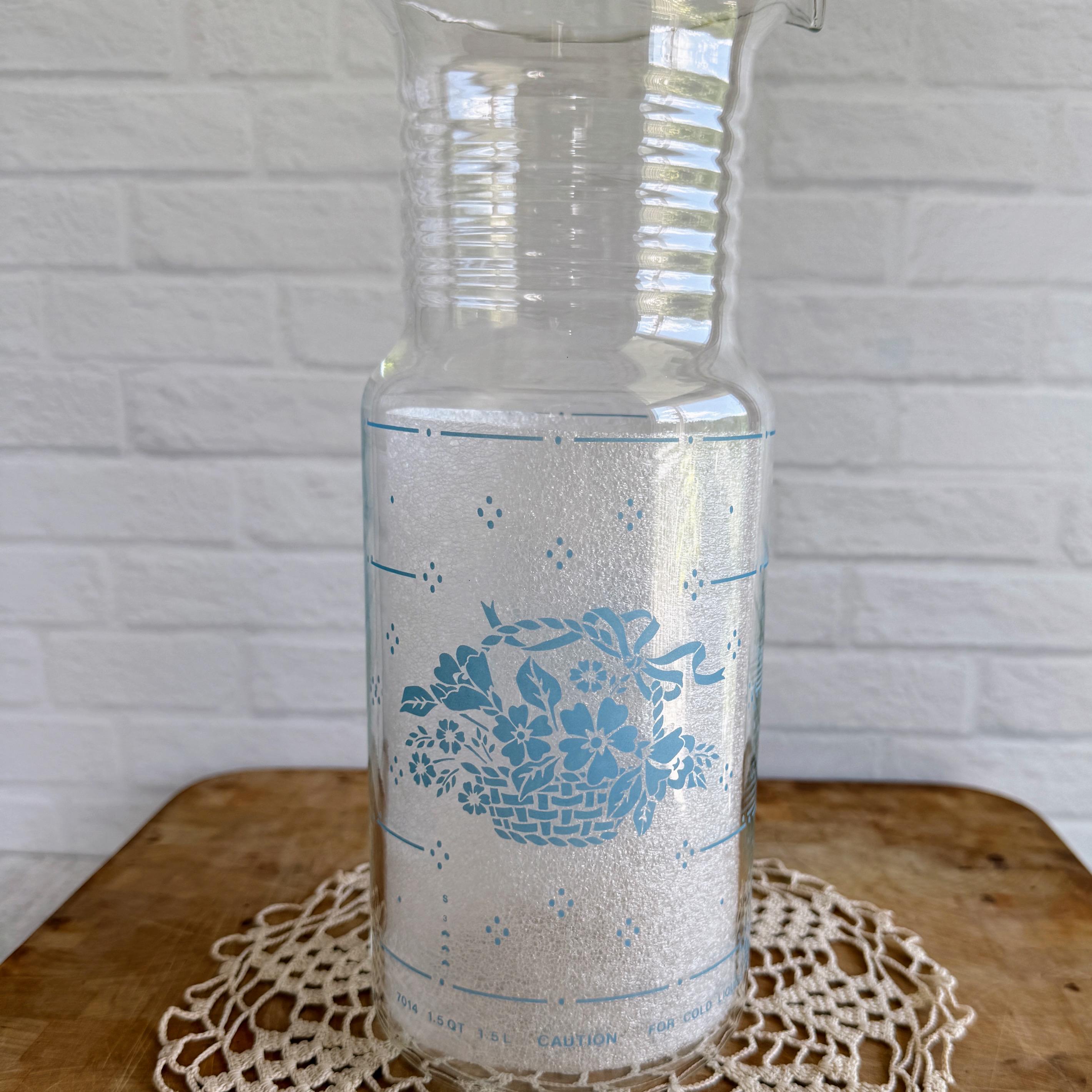 Vintage Pyrex Cornflower Country Blue Basket Glass Juice Carafe - Etsy