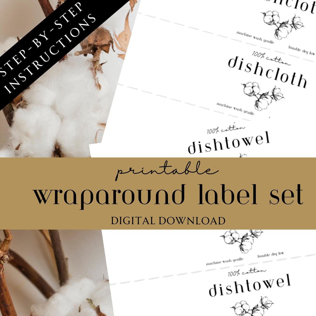Editable Farmhouse Dishcloth Labels: Printable Wraparound Design ...
