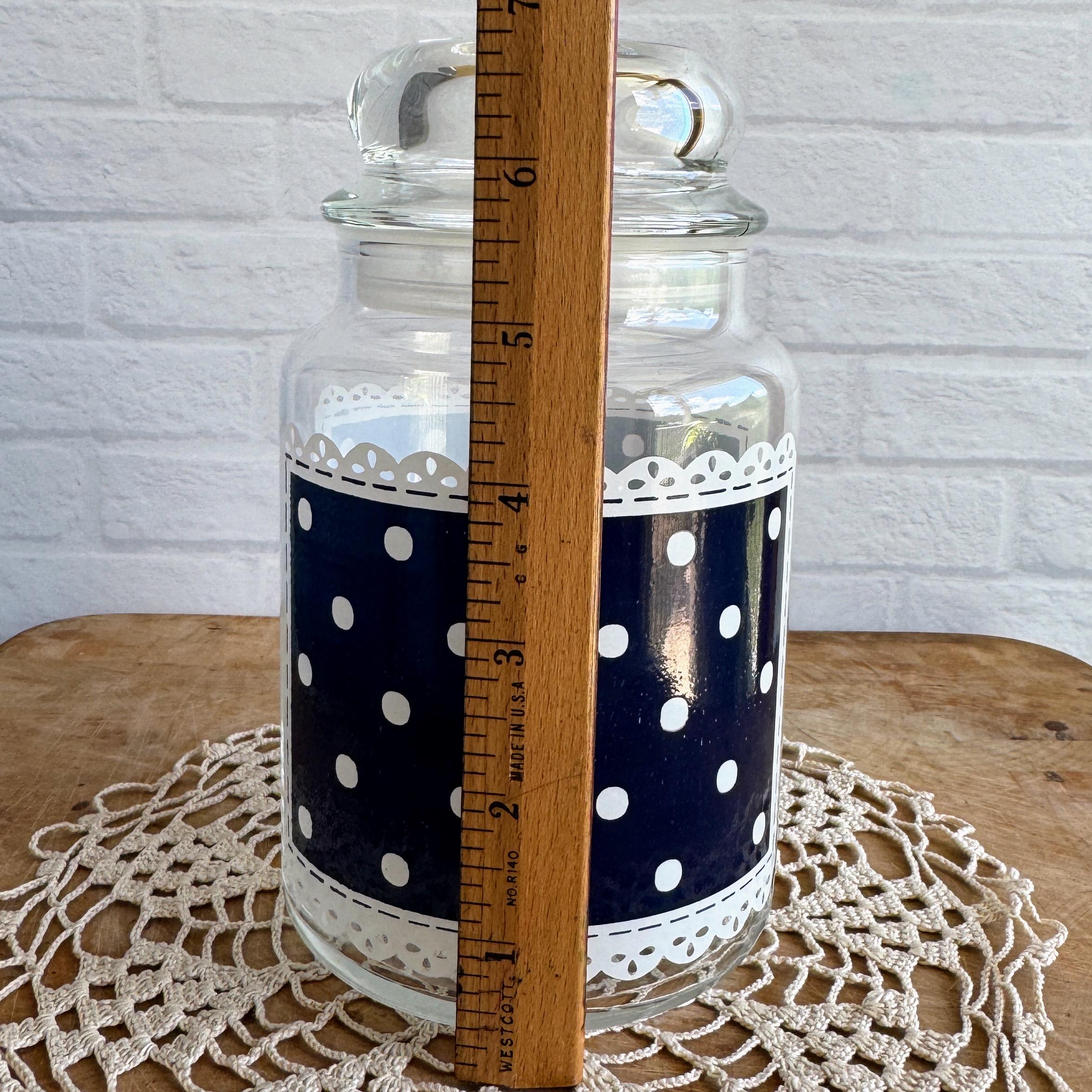 Vintage Anchor Hocking Blue Polka Dot Lace Bubble Jar With Lid Glass ...