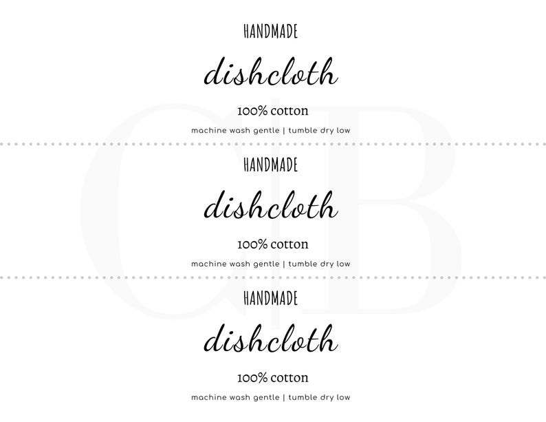 Printable Dishcloth & Towel Wrap Labels: Crochet, Knit Packaging (PDF ...