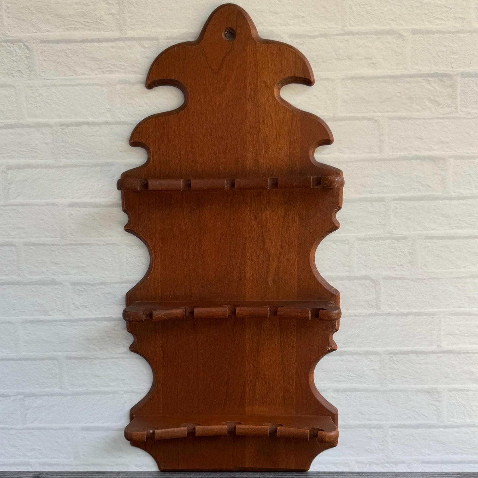 Vintage Wooden Spoon Rack Wall Hanging – 18” Collectible Spoon Display ...