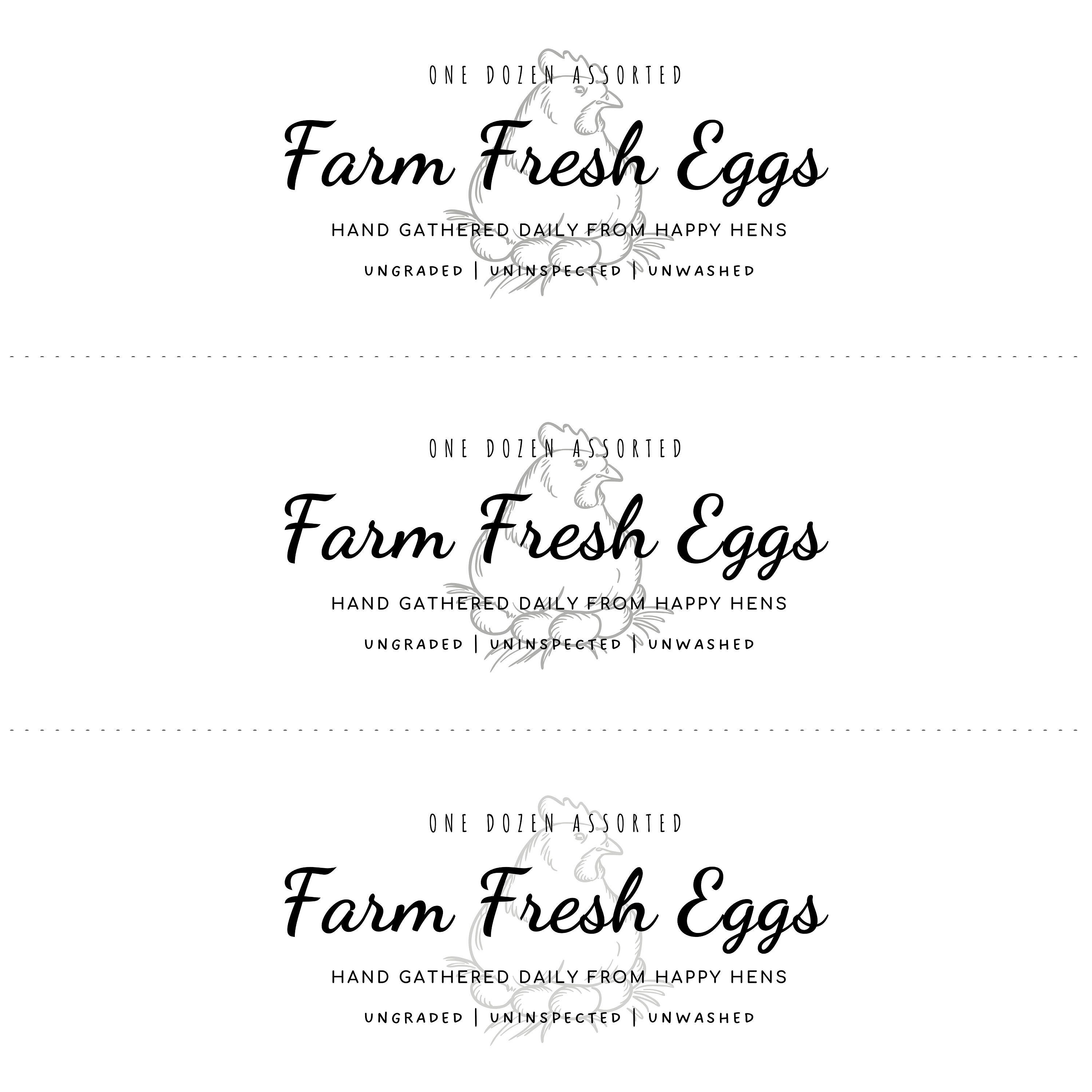 Farm Fresh Egg Label With Safe Egg Handling Tips DIY Egg Carton Labels ...