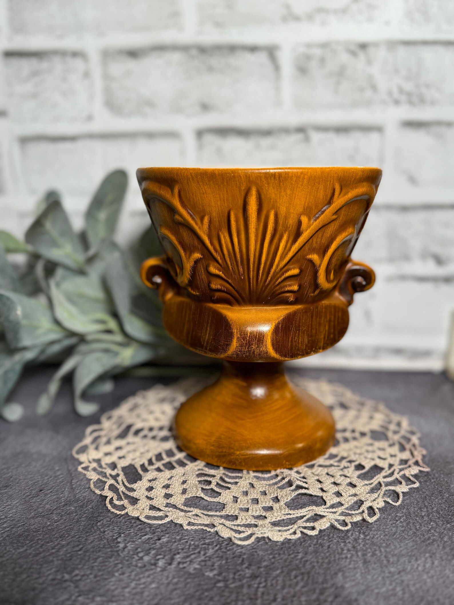 Mid-century Haeger Pottery Urn Planter: Antiqued Gold Vase - Etsy
