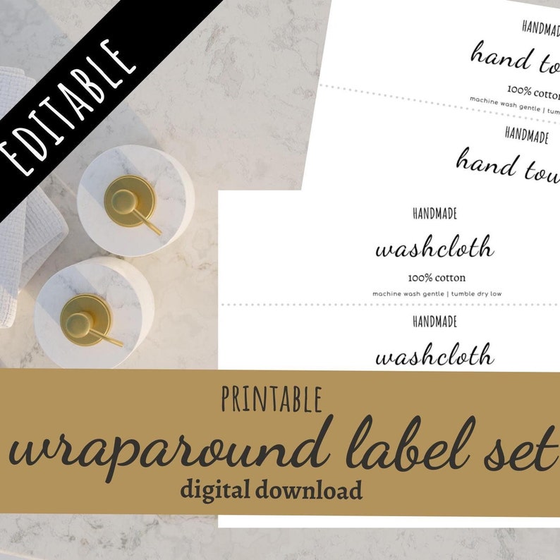 Rustic Charm Editable Wrap Washcloth & Hand Towel Label Set DIY ...