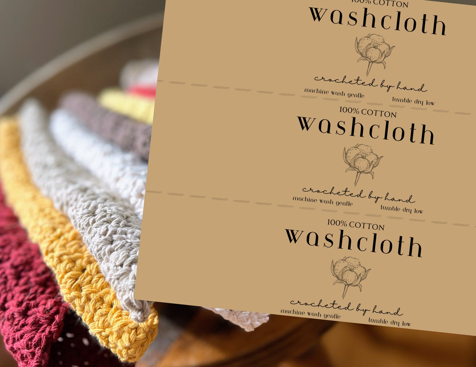 DIY Wraparound Labels for Crocheted by Hand Dishcloths & Washcloths - Etsy