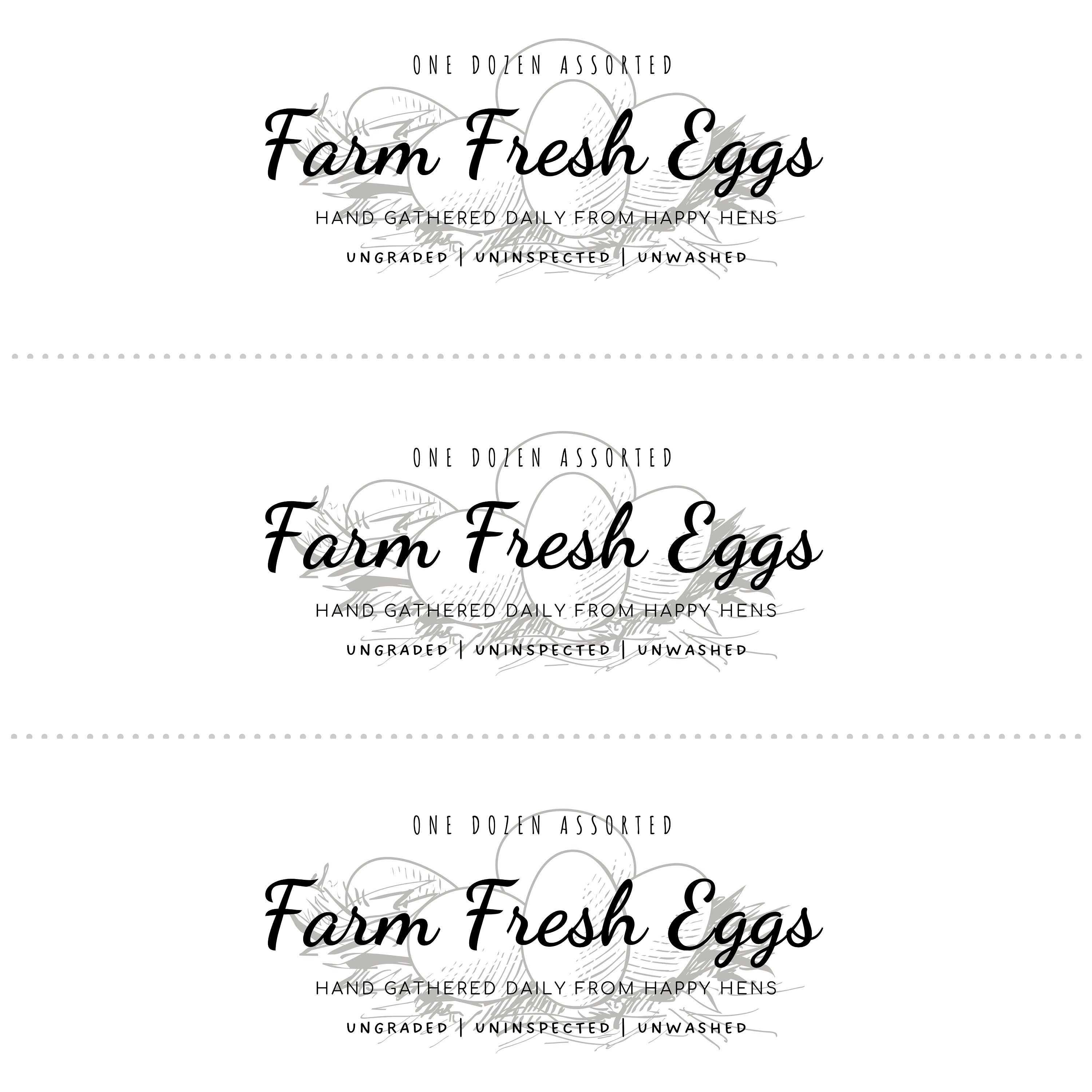 Farm Fresh Egg Label With Safe Egg Handling Tips DIY Egg Carton Labels ...