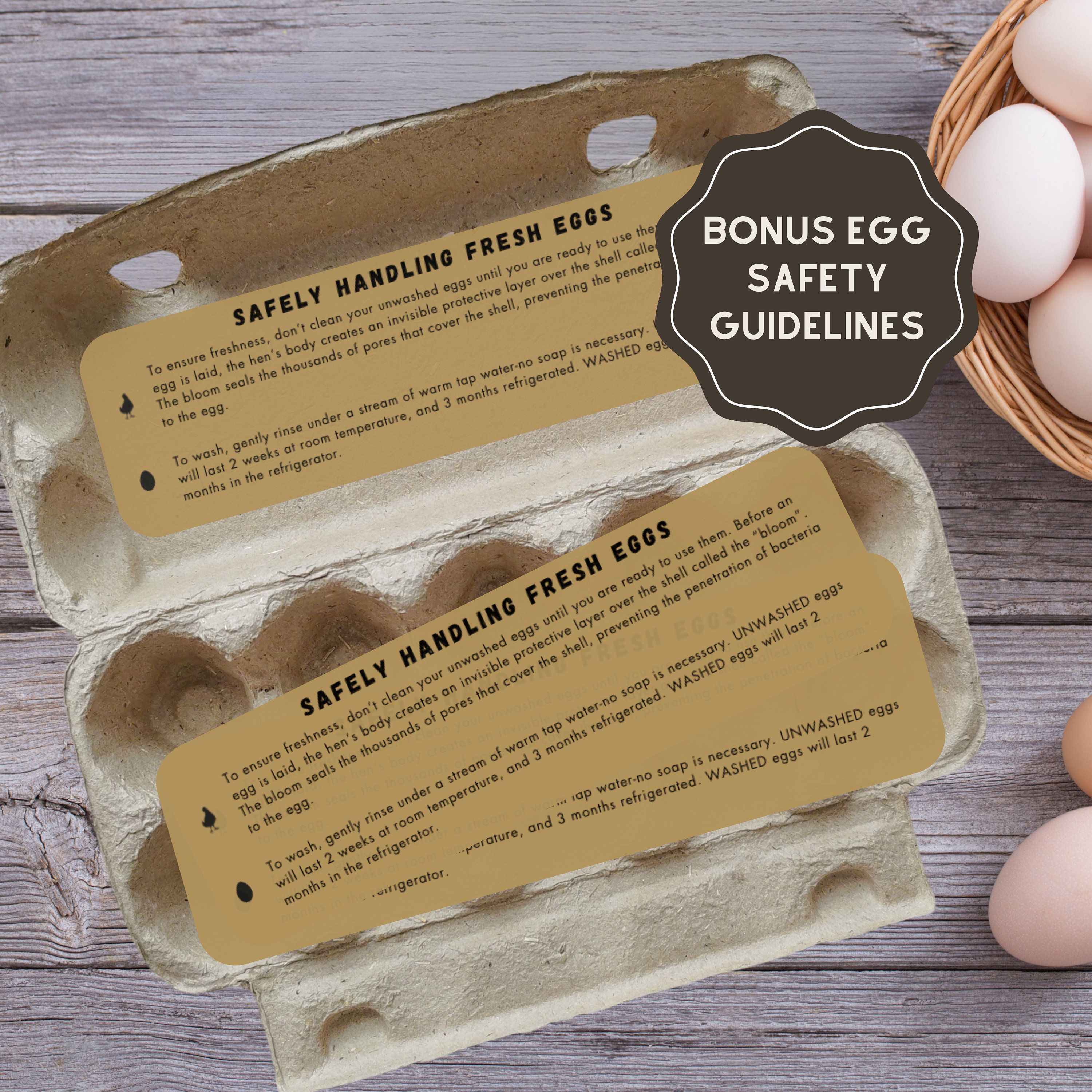 Farm Fresh Egg Label With Safe Egg Handling Tips DIY Egg Carton Labels ...