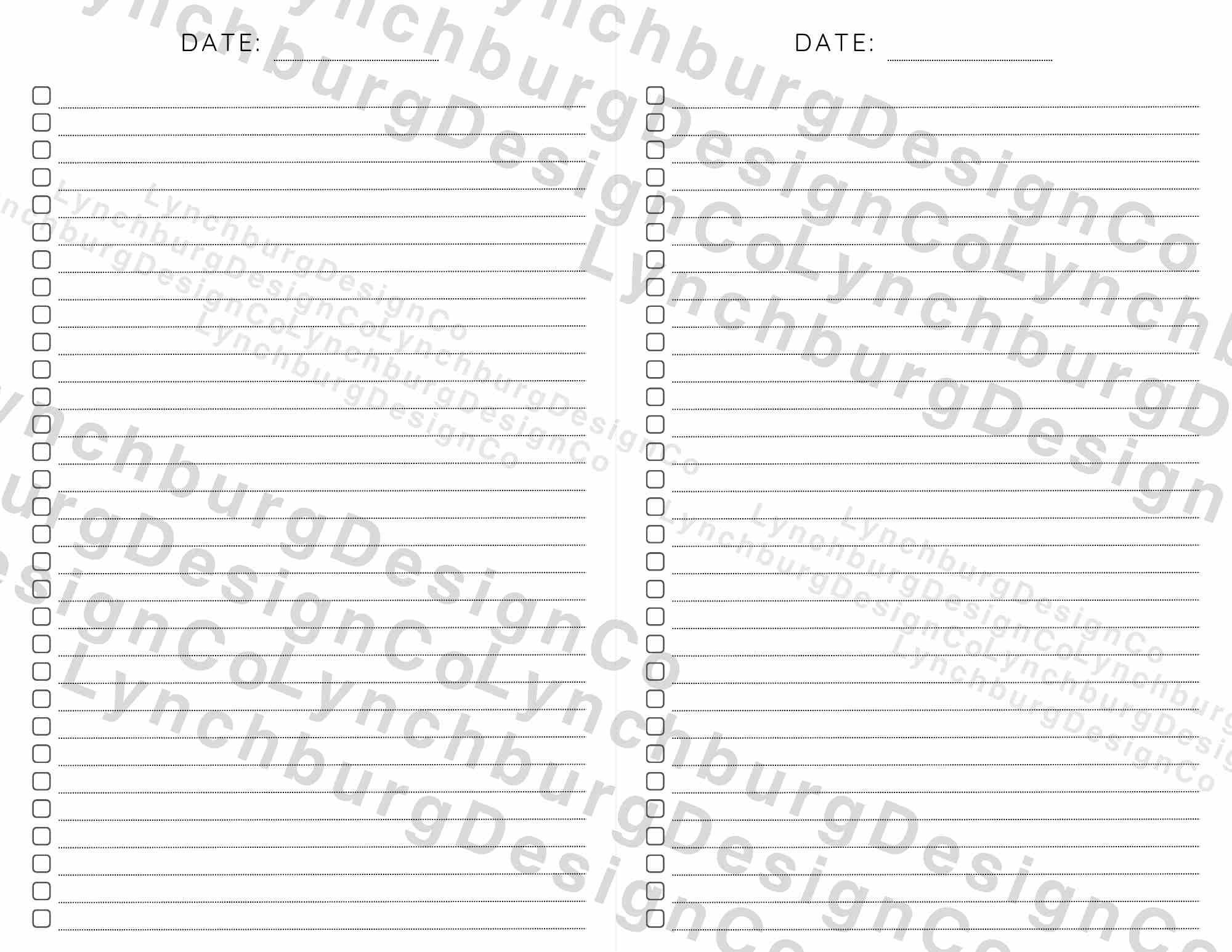 Printable Two Column Landscape To-do List With 5-day Planner, Foldable ...