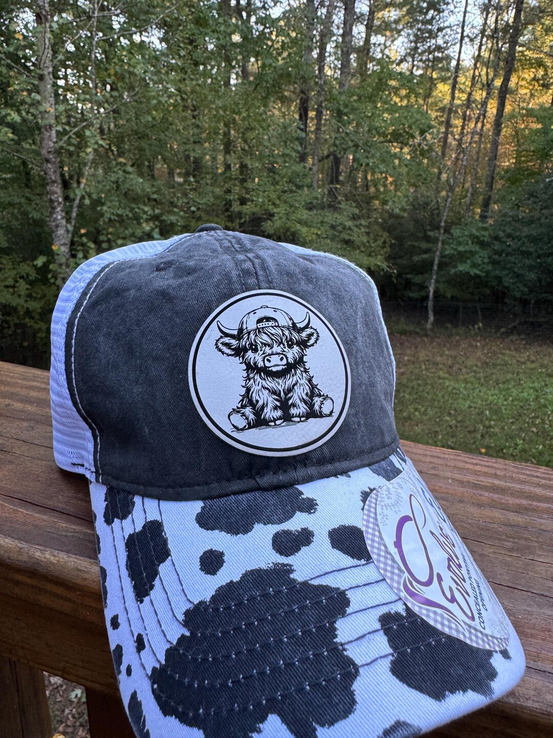 Infinity Cow Print Unstructured Black and White Hatcow Printwhite ...