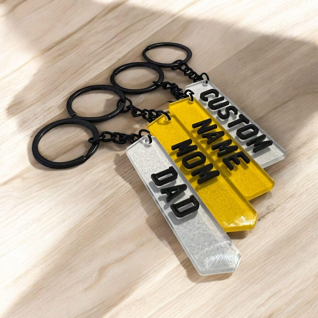 Custom 4D Numberplate Keyring, Personalised Name Keyrings , Car ...