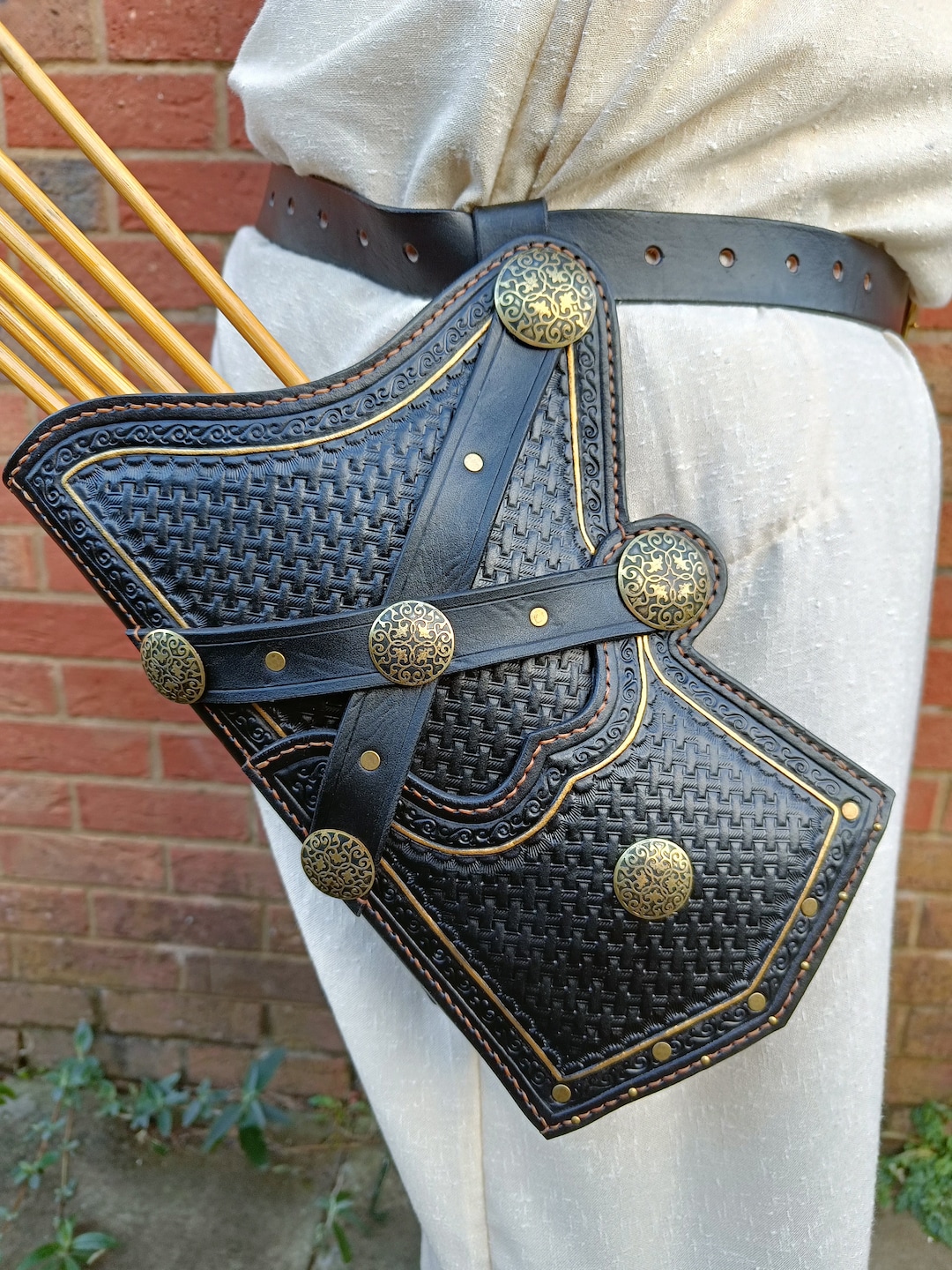 Black Manchu Quiver Hanmdae Leather Quiver Archery Quiver Side Quiver ...