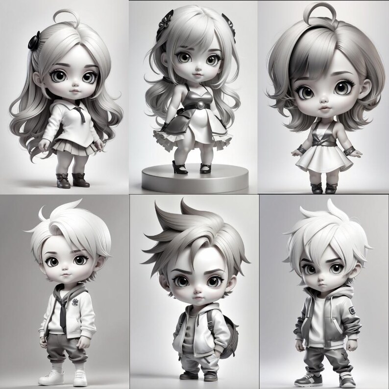 680+ Chibi Character Reference Pack (3D and Line Art) - Etsy