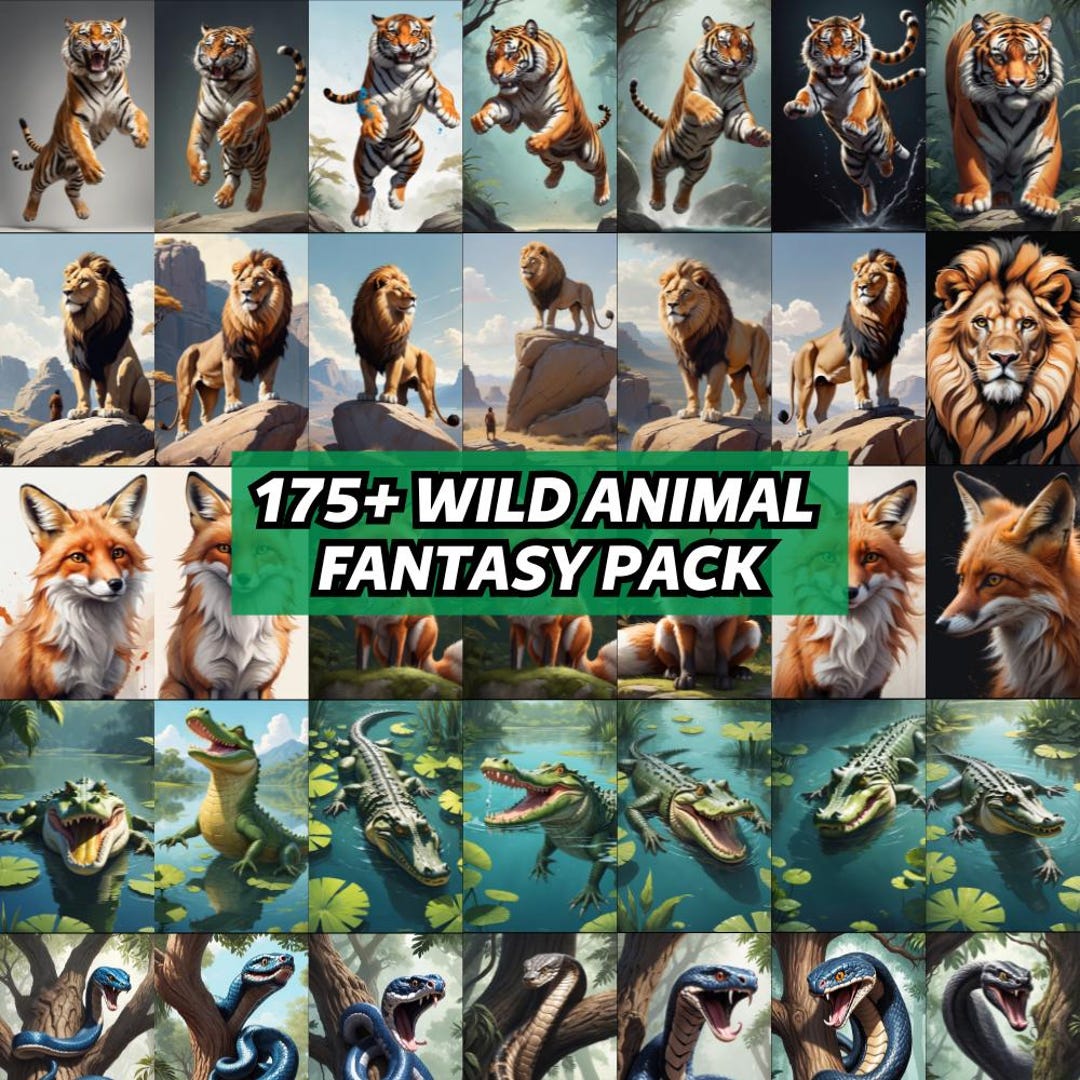 175+ Wild Animal Fantasy Clipart Pack - Etsy