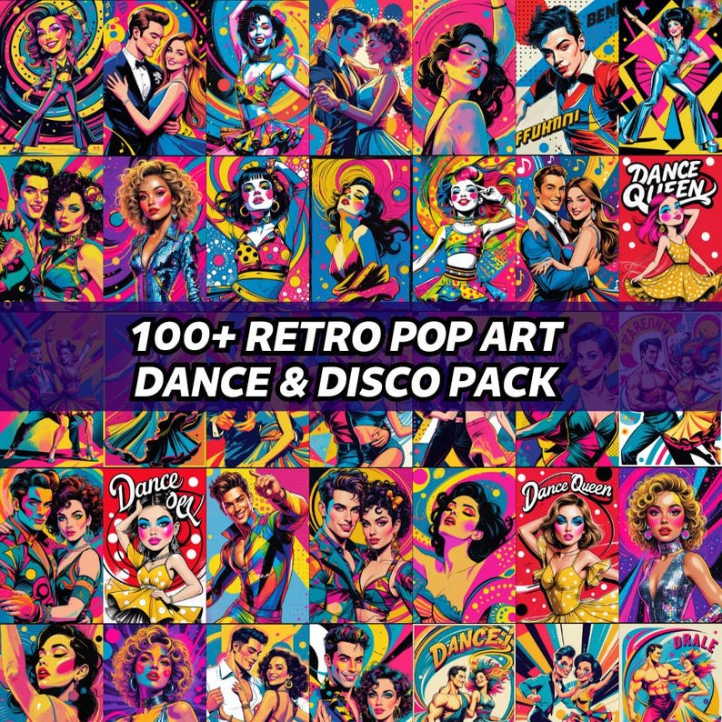 100+ Retro Pop Art Dance & Disco Clipart Pack - Etsy