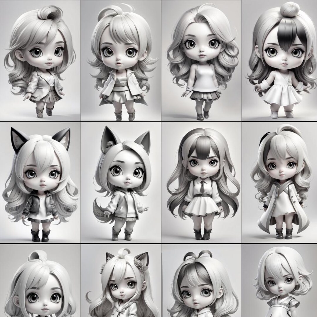 680+ Chibi Character Reference Pack (3D and Line Art) - Etsy