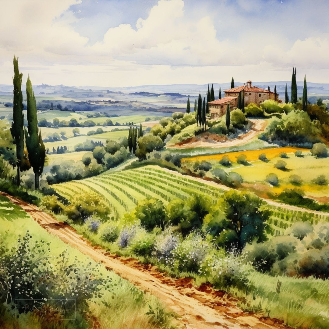 Tuscany Landscape Art Print: Italy Village View (digital Download) - Etsy