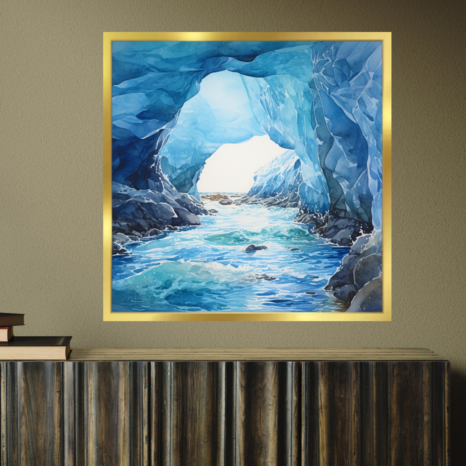 Vatnajökull Ice Cave Watercolor Painting: Europe Wall Art (digital ...