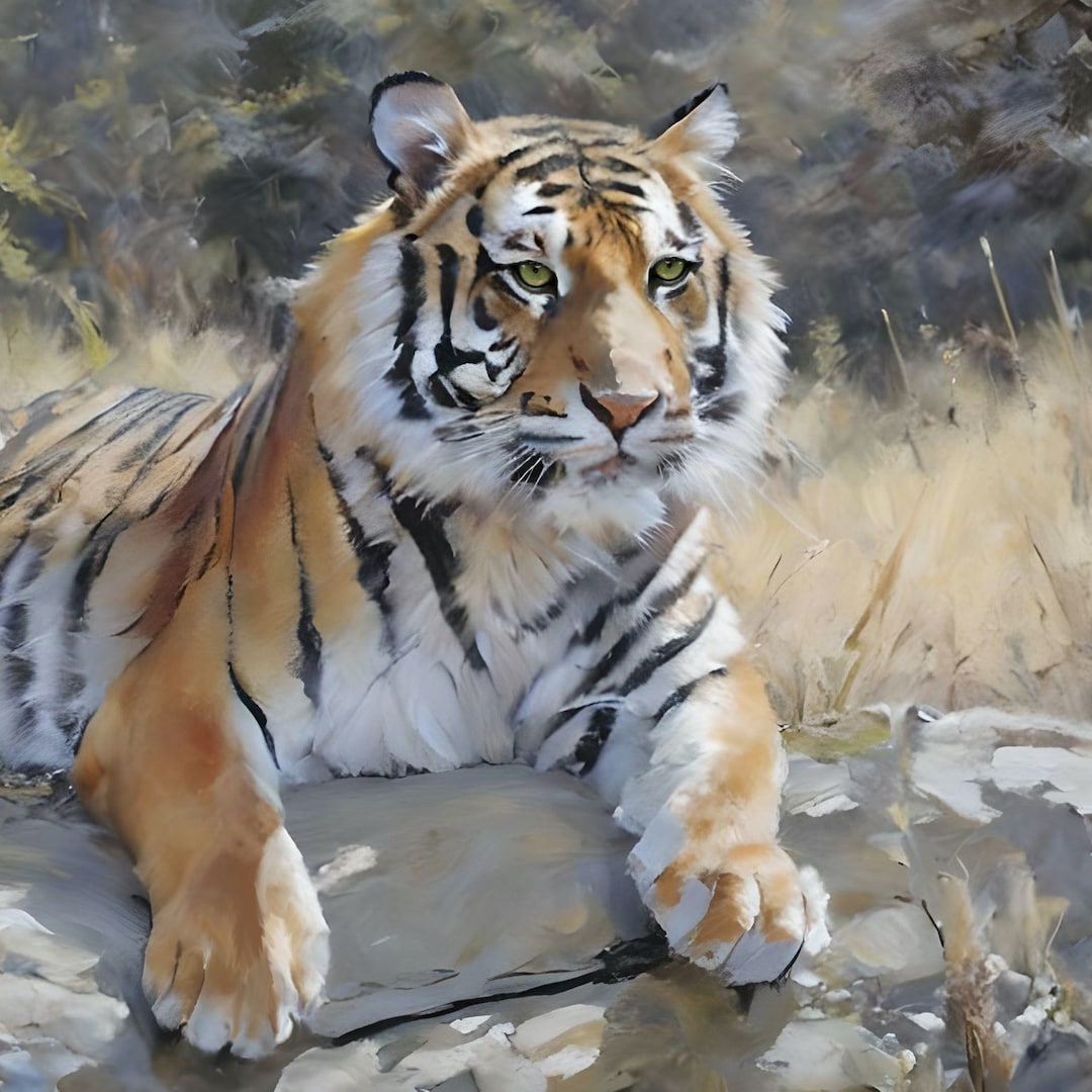 Bengal Tiger Oil Painting Wall Art Decor Digital Print Africa Landscape ...