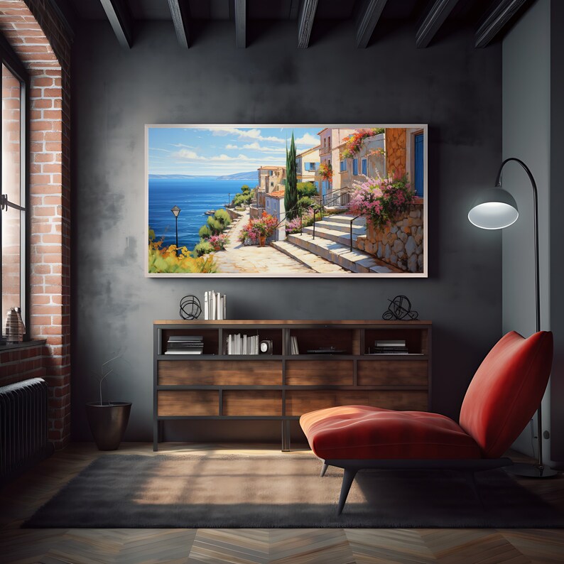 Amalfi Coast Oil Painting Wall Art Design Decor Screen Wallpaper GIFT ...