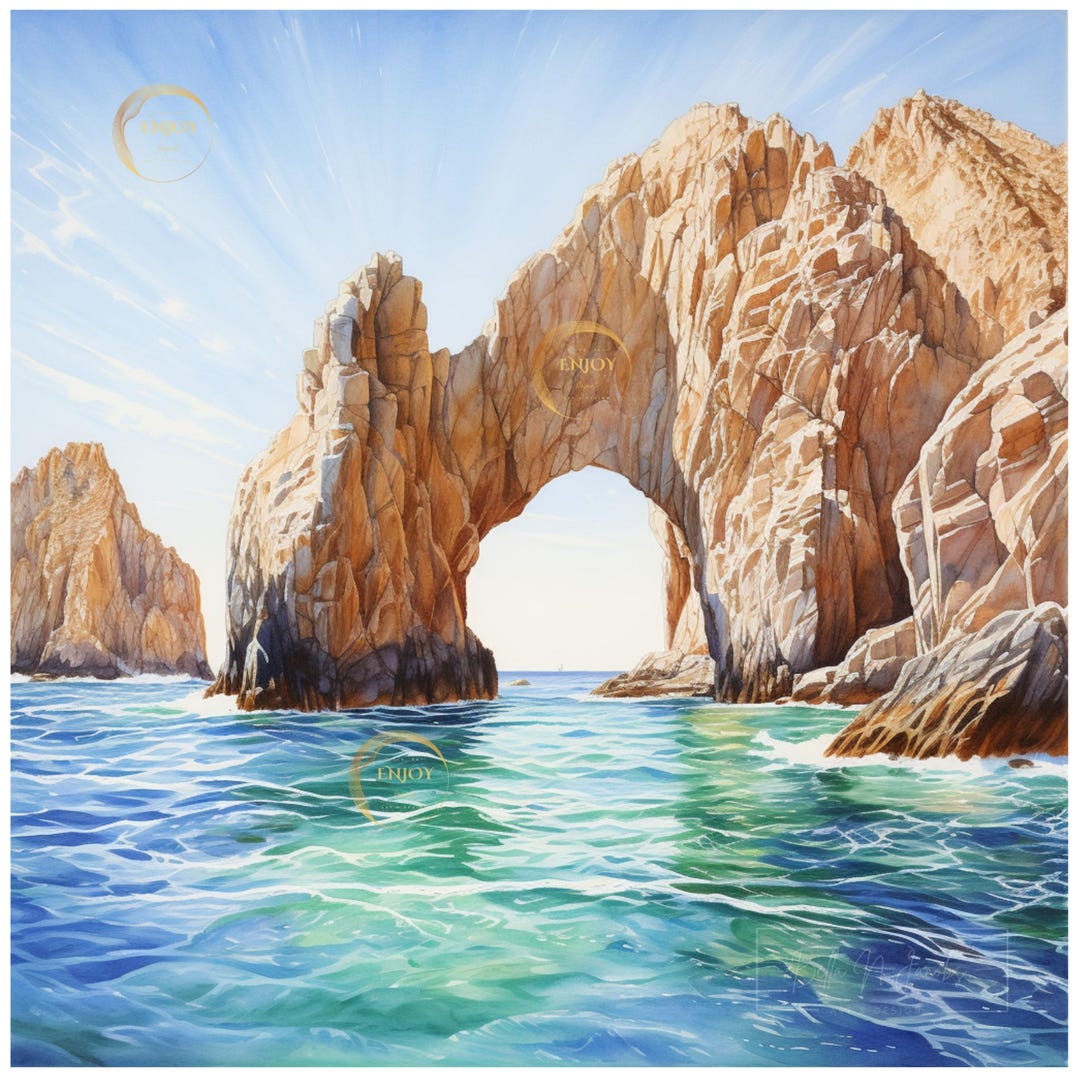 Cabo San Lucas Rocks Arch Watercolor Painting Printable Wall Art Ocean ...